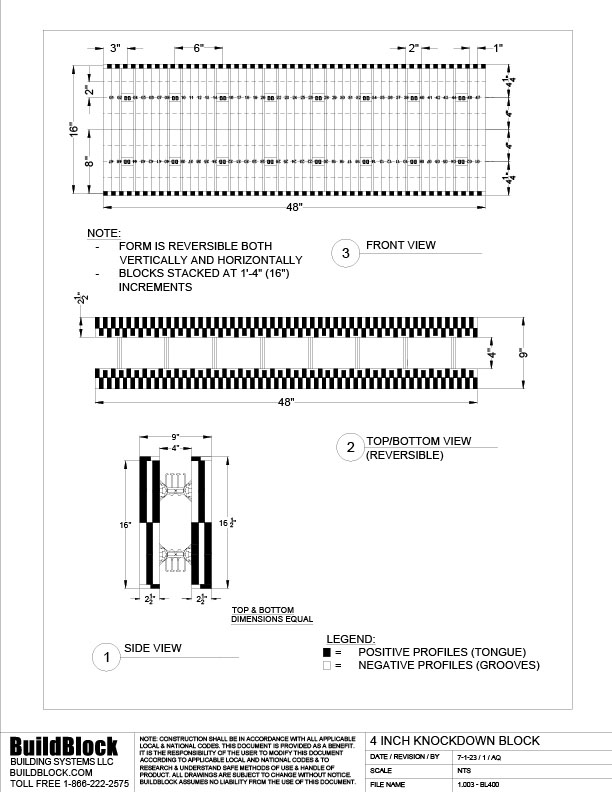 1.003 - BL400 4 Inch Knockdown Block (DWG)