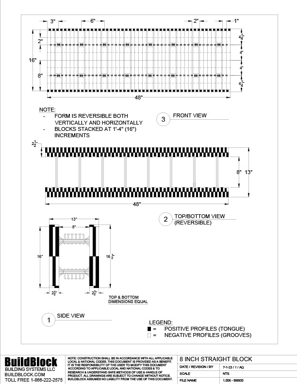 1.006 - BB800 8 Inch Straight Block (DWG) - BuildBlock Insulating ...