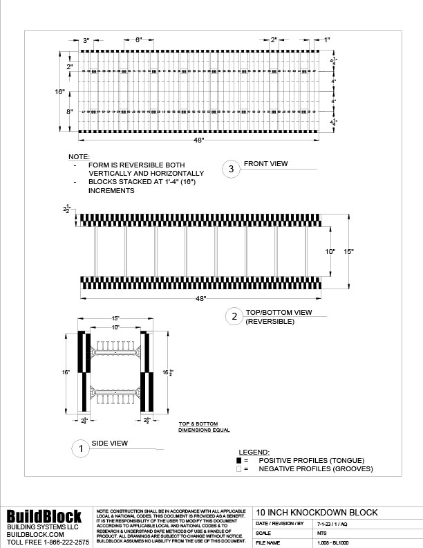 1.008 - BB1000 10 Inch Knockdown Block (DWG) - BuildBlock Insulating ...