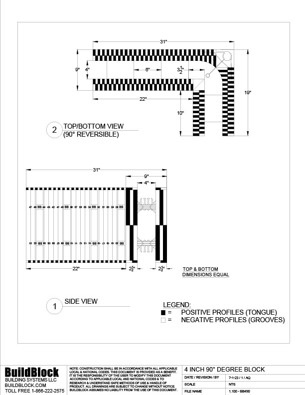 1.100 - BB490 4 inch 90 Degree Block (DWG) - BuildBlock Insulating ...
