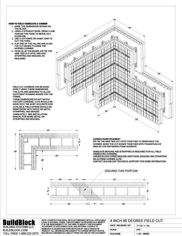 1.101 - BB400 4 Inch 90 Degree Field Cut (DWG) - BuildBlock Insulating ...