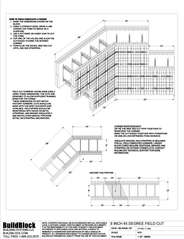 1.107 - BB800 8 Inch 45 Degree Field Cut (DWG)