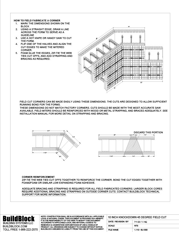1.110 - BL1000 10 Inch Knockdown 45 Degree Field Cut (DWG) - BuildBlock ...