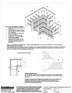 1.111 - BL1200 12 Inch Knockdown 90 Degree Field Cut (DWG) - BuildBlock Insulating Concrete Forms