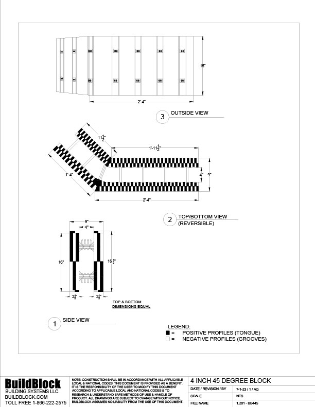 1.201 - BB445 4 inch 45 Degree Block (PDF)