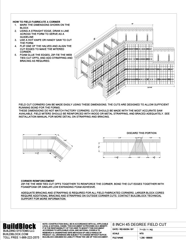 1.206 - BB800 8 inch 45 Degree Field Cut (DWG)