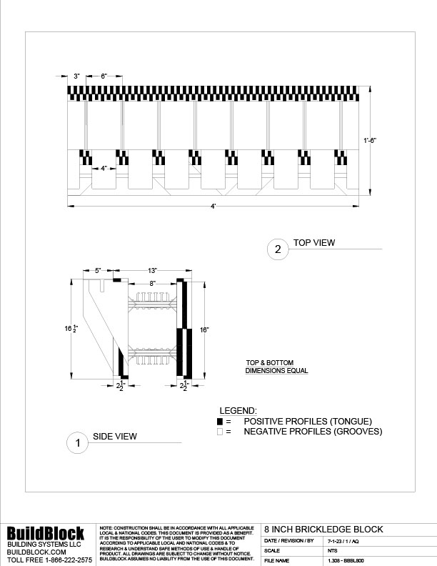 1.308 - BBBL800 8 inch BrickLedge Block (DWG) - BuildBlock Insulating ...