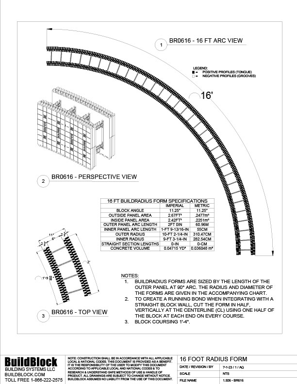 1.506 - BR616 16 Foot Radius Form (DWG) - BuildBlock Insulating ...