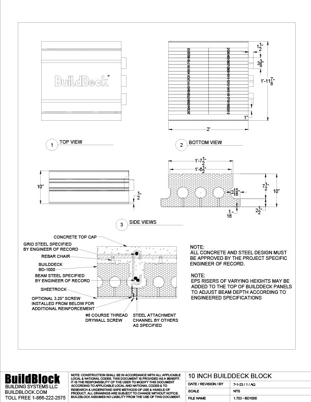 1.703 - BD1000 10 inch BuildDeck Block (PDF) - BuildBlock Insulating ...