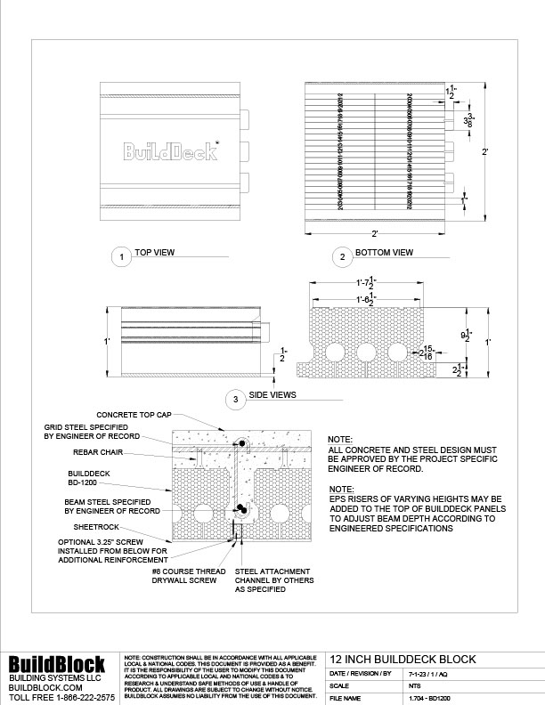 1.704 - BD1200 12 inch BuildDeck Block (PDF) - BuildBlock Insulating ...