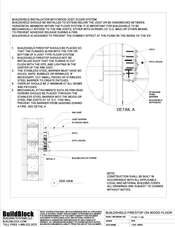 1.912 - BSFS BuildShield Fire Stop - Wood or Metal Floor (DWG ...
