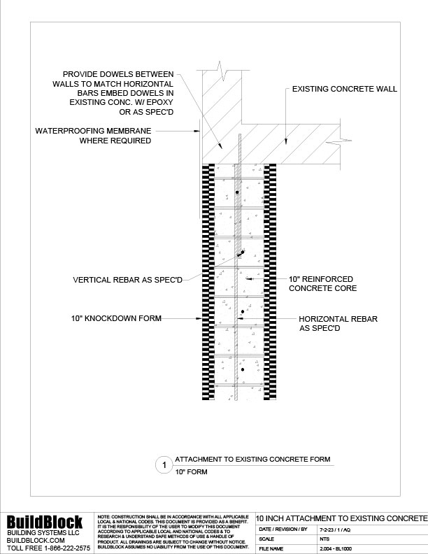 2.004 - BL1000 10 inch Attachment to Existing Concrete Form (DWG) - BuildBlock Insulating ...