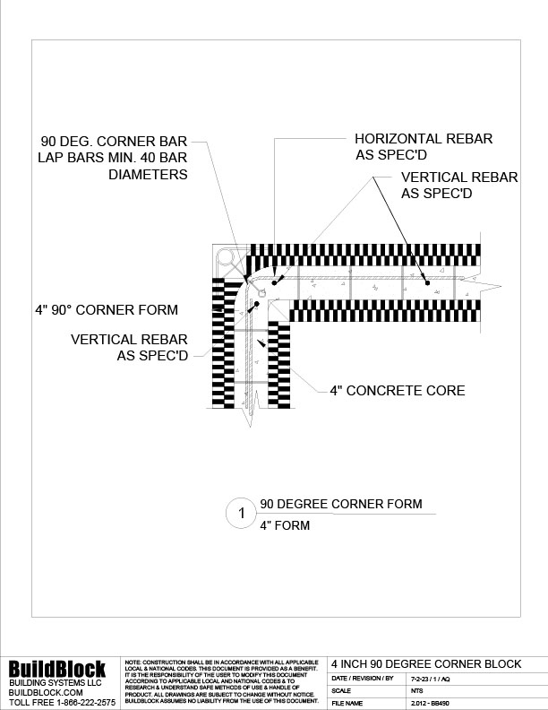 2.012 - BB490 4 inch Corner 90 Degrees Block (DWG) - BuildBlock ...