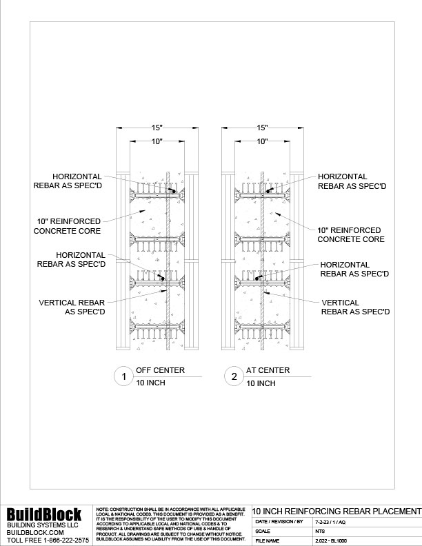 2.022 - BB1000 10 inch Reinforcing Bar Placement (DWG)