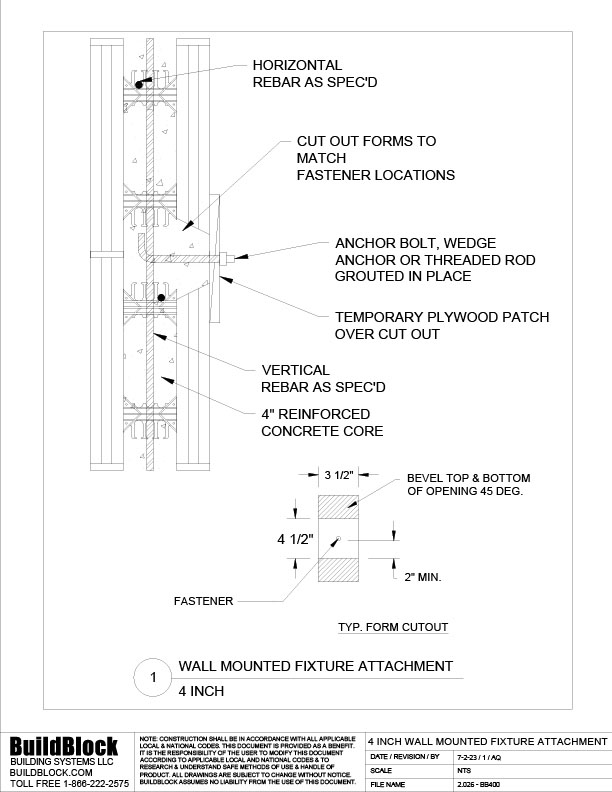 2.026 - BB400 4 inch Wall Mounted Fixture Attachment (DWG) - BuildBlock ...