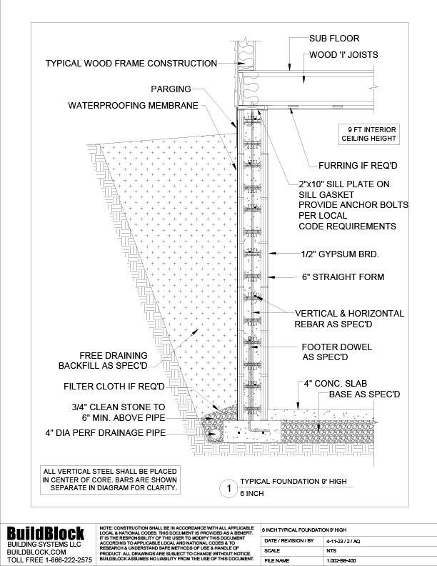3.021 - BB600 6 inch High Sill Plate Detail 9' Foundation (DWG ...
