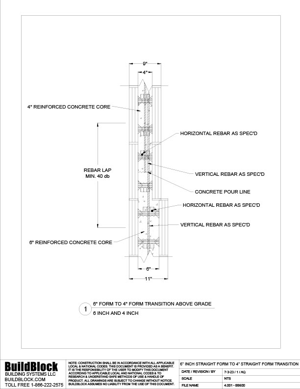 4.001 - BB600 6 inch to 4 inch Transition Above Grade (DWG)