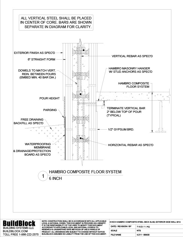 4.011 - BB600 6 inch Hambro Composite Floor System, Exterior Side Wall ...