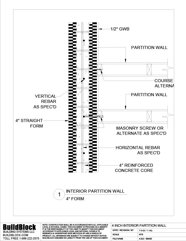 4.023 - BB400 4 inch Interior Partition Wall (DWG) - BuildBlock ...