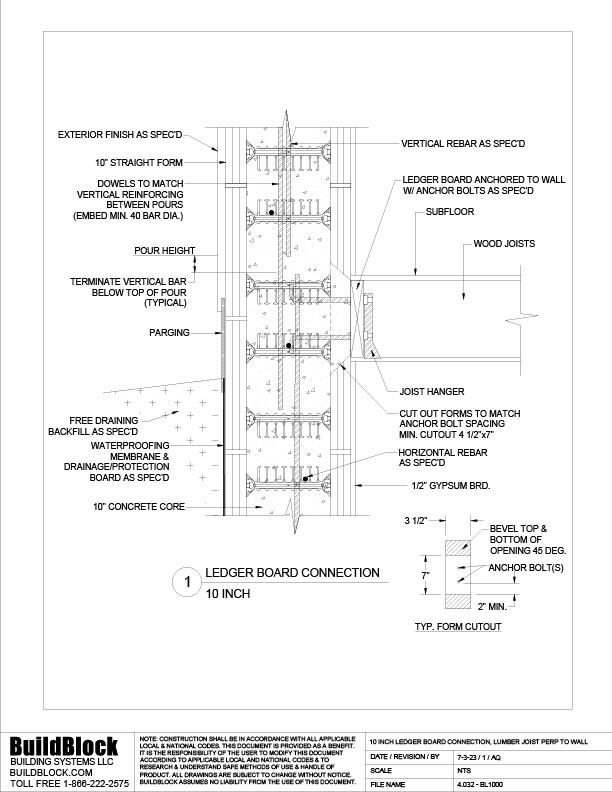 4.032 - BB1000 10 inch Ledger Board Connection, Lumber Joist Perp to ...