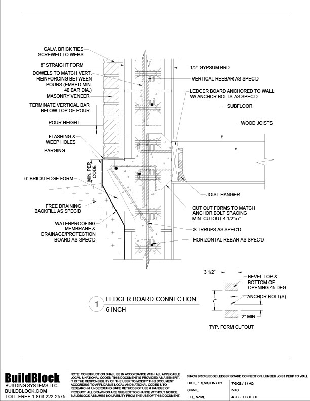 4.033 - BBBL600 6 inch Ledger Board Connection, Lumber Joist Perp to ...