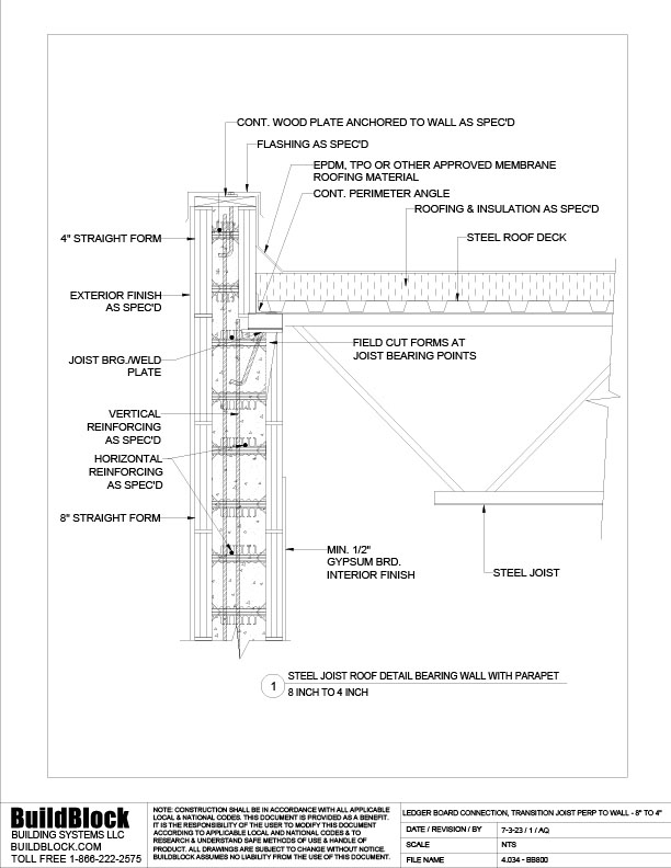 4.034 - BB800 8 inch to 4 inch Ledger Board Connection, Transition ...