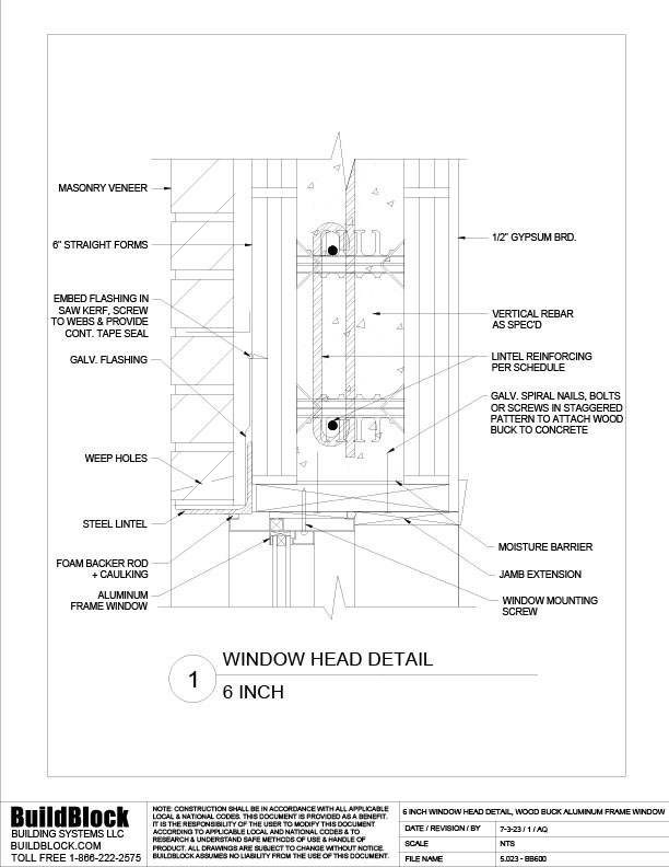 5.023 - BB600 6 inch Window Head, Wood Buck Aluminum Frame Window (PDF ...