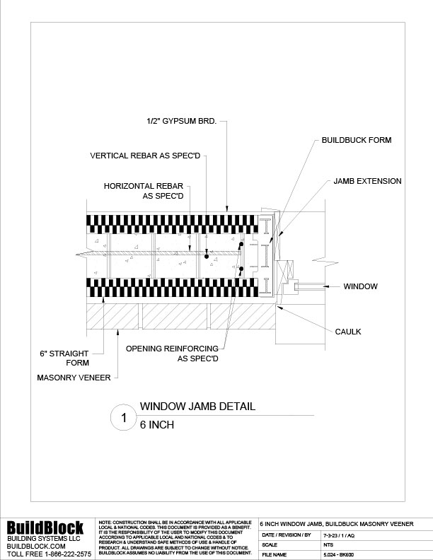 5.024 - BK600 6 inch Window Jamb, BuildBuck Masonry Veener (DWG ...
