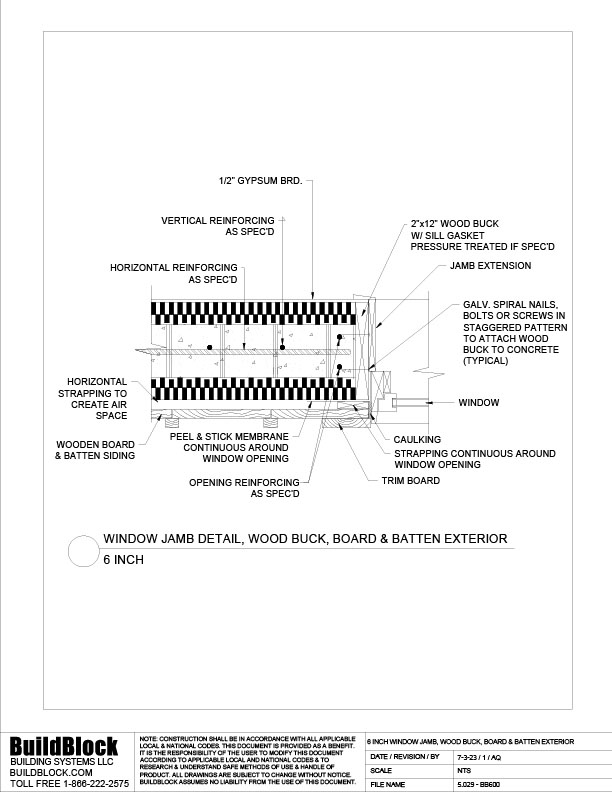 5.029 - BB600 6 inch Window Jamb, Wood Buck, Board & Batten Exterior ...