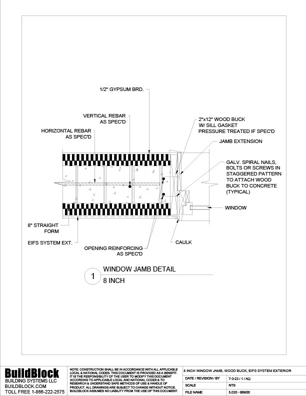 5.030 - BB600 6 inch Window Jamb, Wood Buck, EIFS System Exterior - 8 ...
