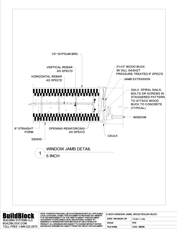 5.032 - BB600 6 inch Window Jamb, Wood Buck (DWG) - BuildBlock ...