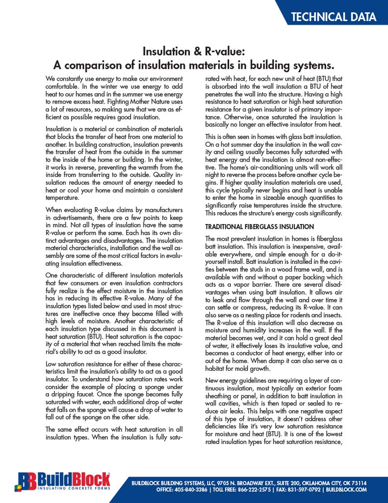 BuildBlock Insulation R Value: A Comparison of Insulation Materials in ...