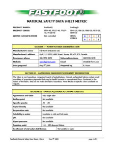 FastFoot MSDS (Metric) - BuildBlock Insulating Concrete Forms