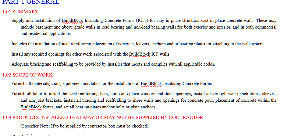 BuildBlock CSI Specifications (Word 97)
